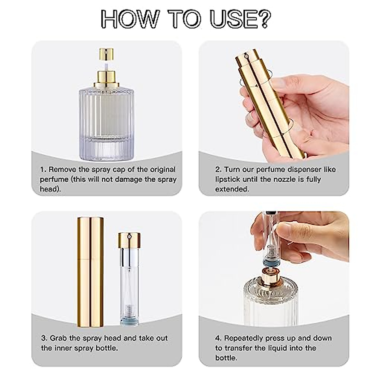 Lusiyi 5ML Refillable Perfume Atomizer Bottle for Travel, Portable Cologne Atomizer, Pocket Perfume Spray (Gold)