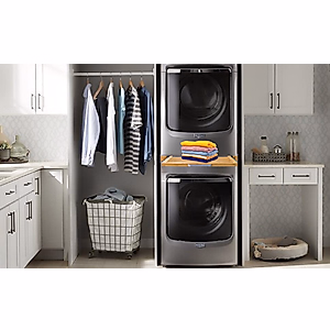HHXRISE 24 inch Stacking Kit for Washer and Dryer, Saving Space and fixed connection frame for washing and drying machines,with pull-out laundry basket, including ratchet rope.