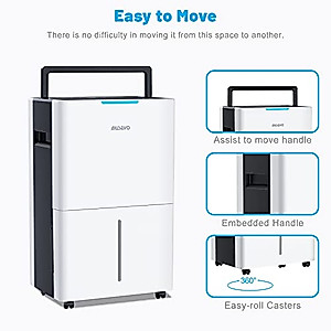 4,500 Sq. Ft Dehumidifier for Basements and Home, Aiusevo 50 Pint Dehumidifiers with Drain Hose Ideal for Large Room, Bedroom, Quietly Removes Moisture, 3 Modes Deshumidificador, Child Lock, 24H Timer