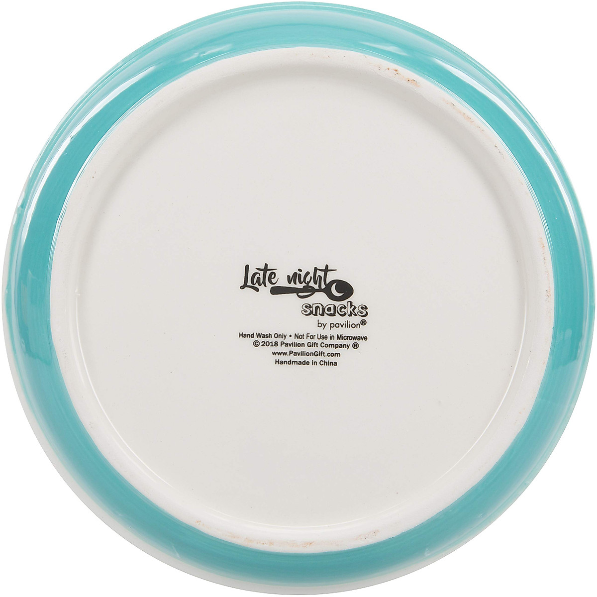 Pavilion Gift Company Pavilion-Chips & Dip-Patterned 6.25 Inch Teal Ceramic Snack Bowl, Blue