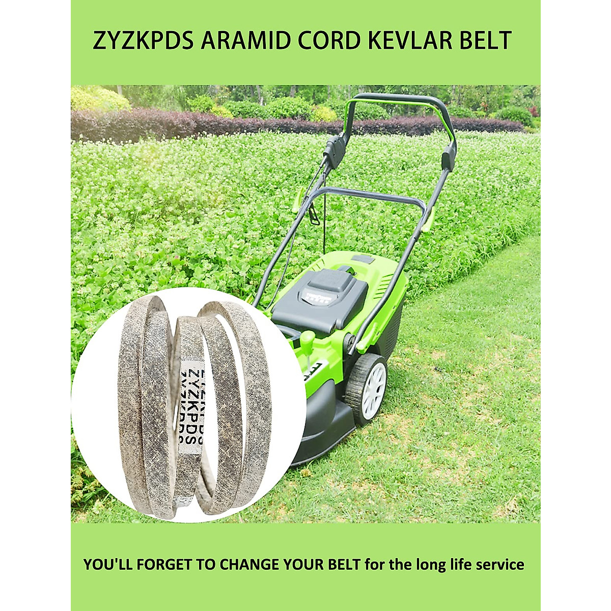 ZYZKPDS 532405143 584453101 405143 Husqvarna AYP 7133156 Craftsman 21546607 Ariens Lawn Tractor Mower Deck Belt 1/2" x 106" with 46" Lawn Mower Kevlar Deck Belt