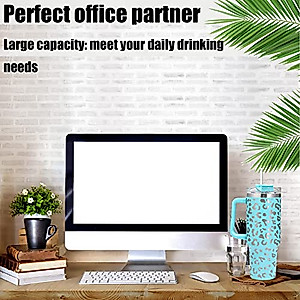 QEAGVJ 40oz Insulated Leopard Tumbler With Lid and Straws,Stainless Steel Coffee Tumbler with handle,Double Vacuum Leak Proof Coffee Travel Mug Water Bottle For Home, Office, Party…