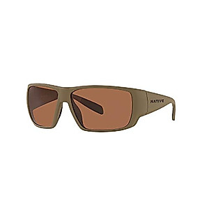 Native Eyewear Sightcaster Polarized Rectangular Sunglasses, Desert Tan/Bronze, 64 mm