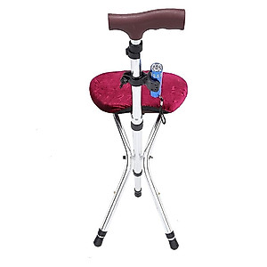 Crutches Crutches for Adults 2-in-1 Folding Walking Stick Seat, Travel Cane Chair, Lightweight, Three Legged Stick with Stool, for Elderly Crutches Ev