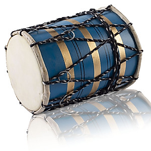 Handmade Wooden & Leather Classical Indian Folk Tabla Drum Set Hand Percussion Drums World Musical Instruments Punjabi Dhol Dholak Dholki 8 x 6 Inches Fun Birthday Housewarming Gift Ideas