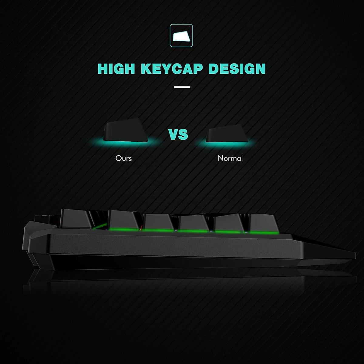 HAVIT Rainbow Backlit Wired Gaming Keyboard 104 Keys LED USB Ergonomic Wrist Rest Keyboard for Windows PC Gamer Desktop, Computer (Black) (Renewed)