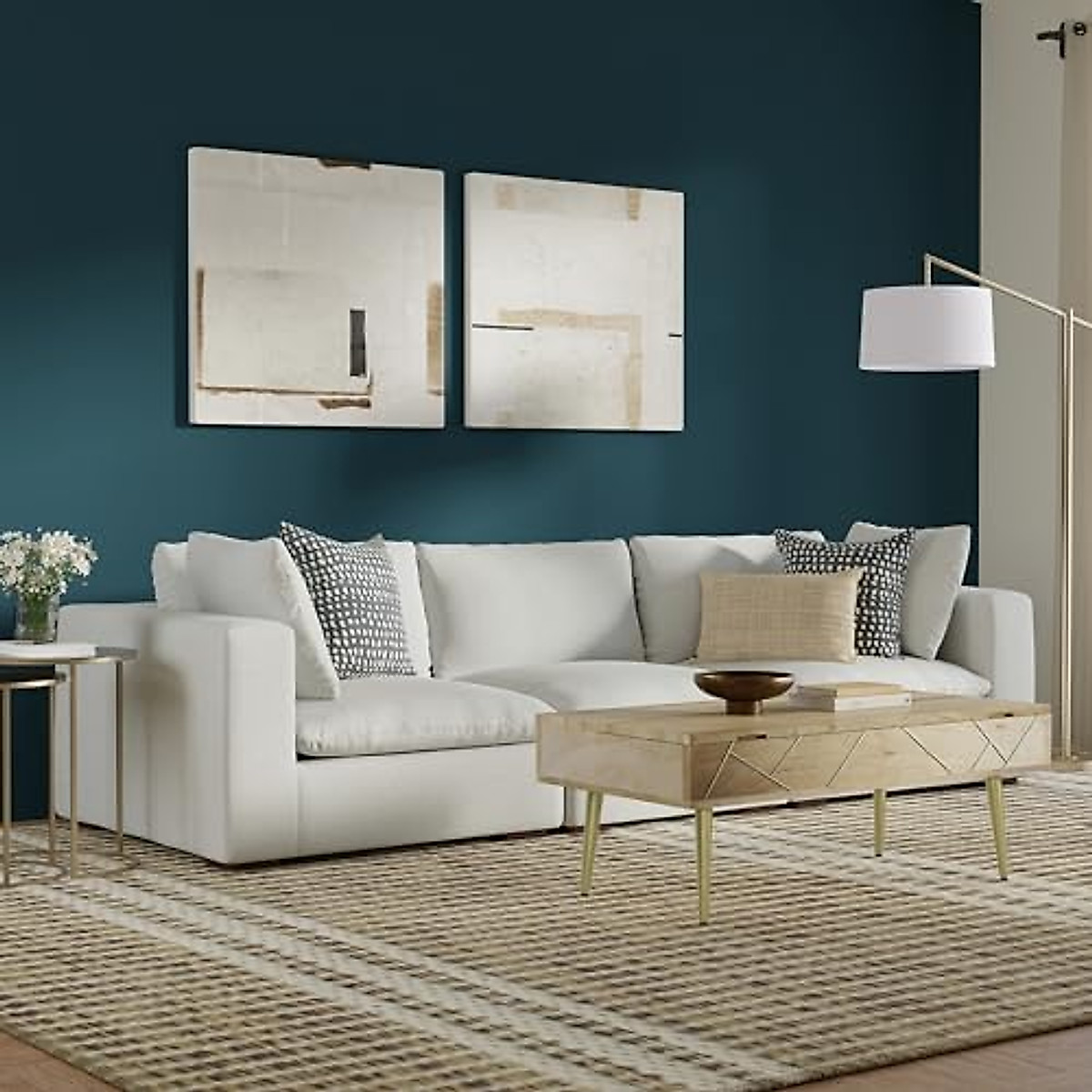 SIMPLIHOME Jasmine 3-Seater Modular Sofa in Velvety Chenille Polyester-Blend Performance Fabric, Cloud Grey, 125-inches Wide, Handcrafted Contemporary-Style Couch for Living Room