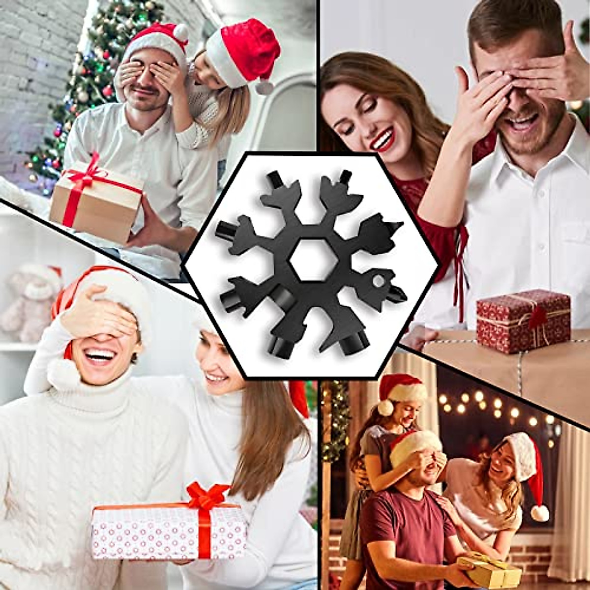 Halovin 3PCS 18-in-1 Snowflake Multi-tool, Stainless Steel Snowflake Multitool Snowflake Tool Card for Him Husband Men Boyfriend Boys, Christmas New Year's Friends Gift for Outdoor Cycling, Camping