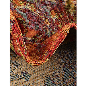 Unique Loom Outdoor Modern Collection Area Rug - Crumpled (3' 3" Round, Multi/ Gold)