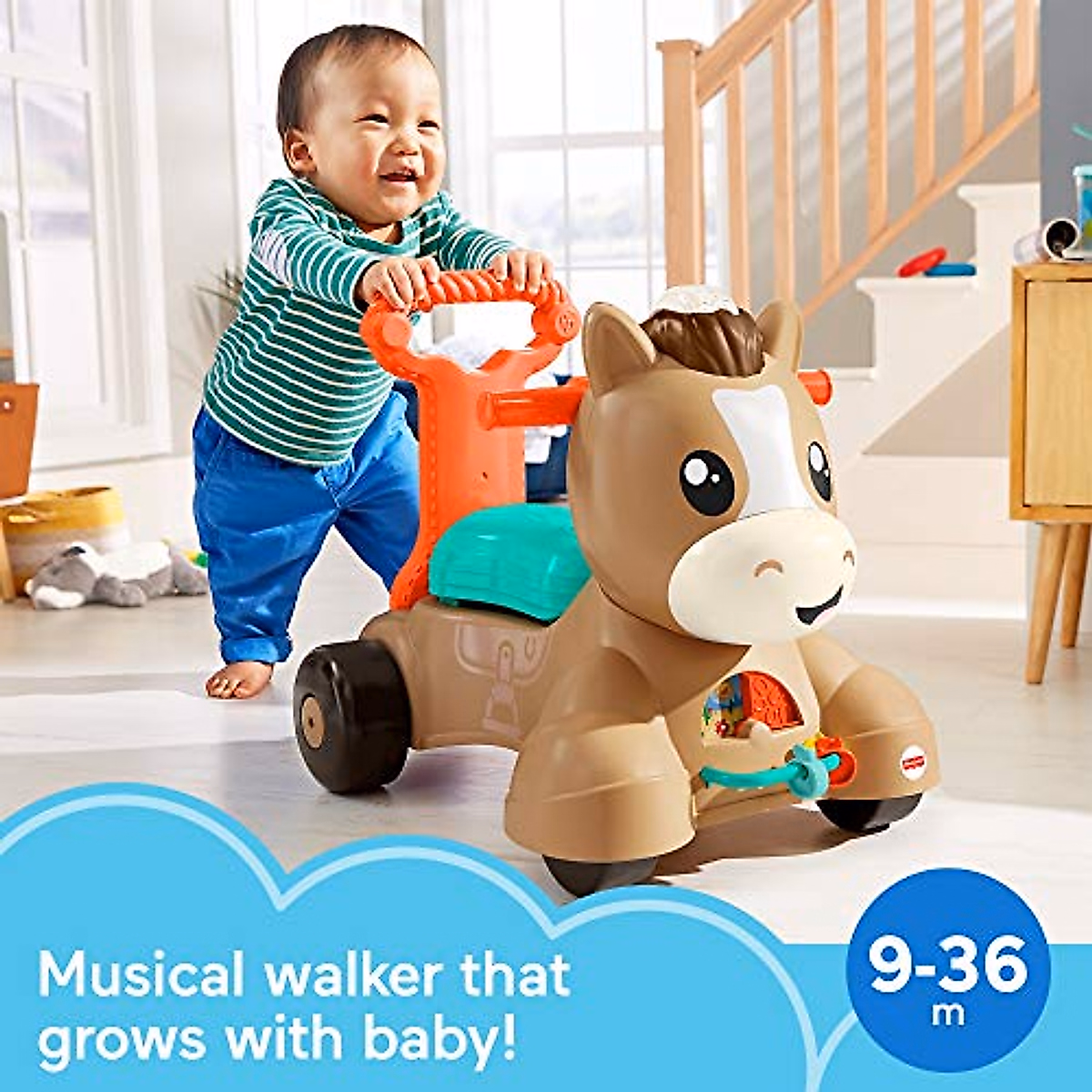 Fisher-Price Baby Walker Learning Toy, Walk Bounce & Ride Pony Ride-On With Music And Lights For Infants And Toddler Play [Amazon Exclusive]