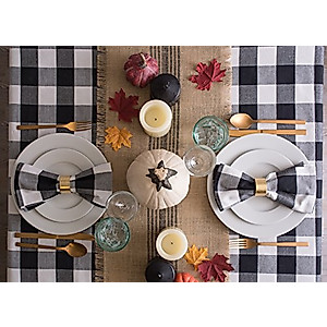 DII Buffalo Check Collection, Classic Farmhouse Tablecloth, Tablecloth, 70" Round, Black & White