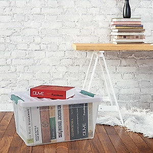 Jekiyo 4 Packs Large Latching Container Box, Plastic Storage Bin, 20 Quart