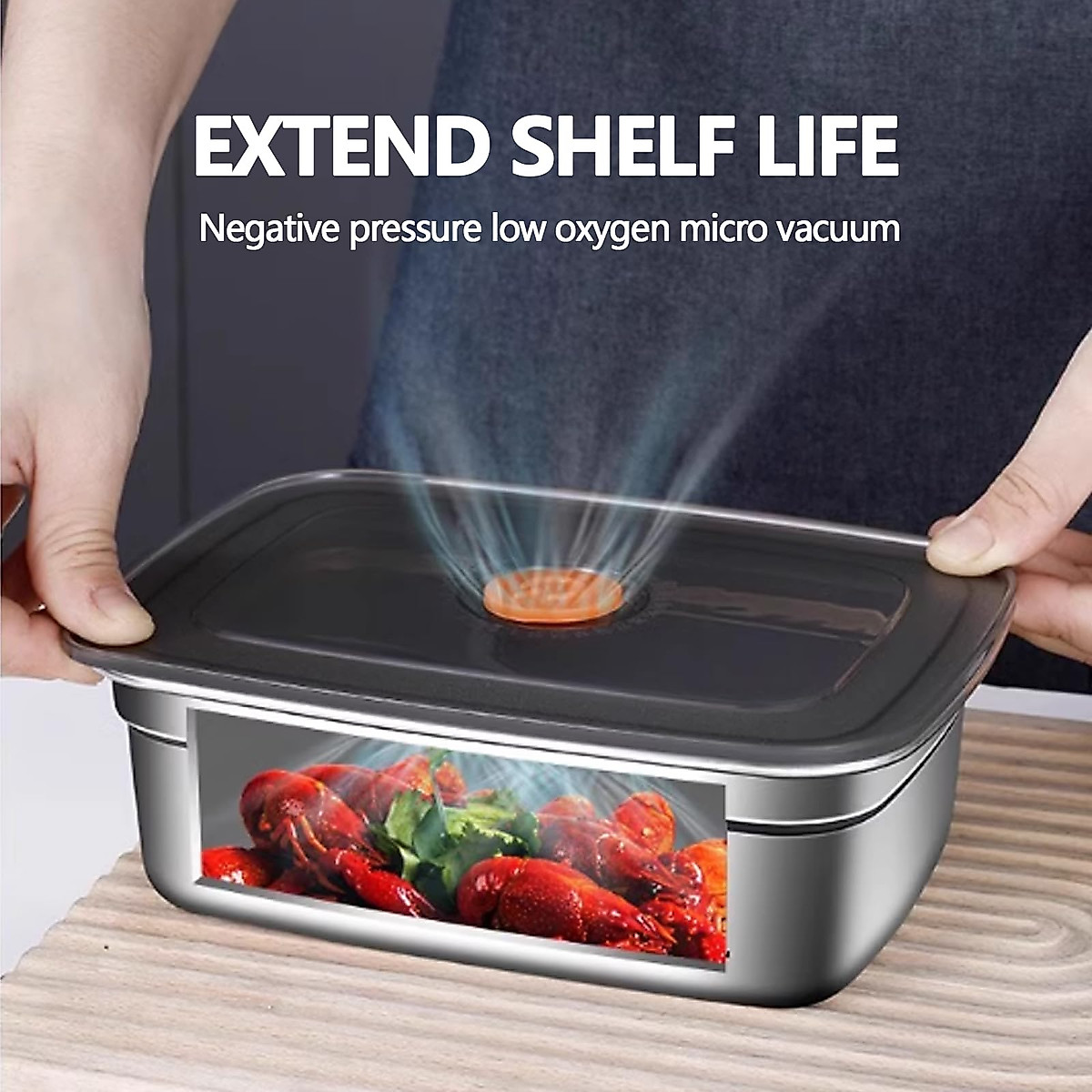 TRBIDRBO 2 PCSFood Storage Containers with Lids Airtight (2 Containers & 2 Lids), Leak proof Storage Box Meat Container for Fridge Nestable Dishwasher Freezer Safe