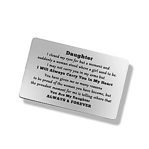 Birthday Card Daughter Engraved Wallet Card Daughter Gifts from Mom and Dad Inspirational Gift Encouragement Quotes Cards Daughter Birthday Gifts Love Note Wallet Insert Christmas Graduation Gift