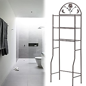 Reconveri Bathroom Storage Organizer Over Toilet Storage 3 Tier Bathroom Over The Toilet Space Saver Bathroom Shelf Over Toilet Free Standing Toilet Shelf Rack 70.9×24.4×12.6 Inch (Black)