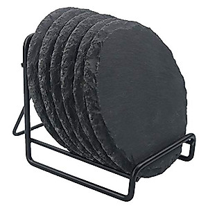 Metal Coaster Holder, Black Display Stand Fit Round and Square Drink Coasters, Hold Up to 6 Coaster