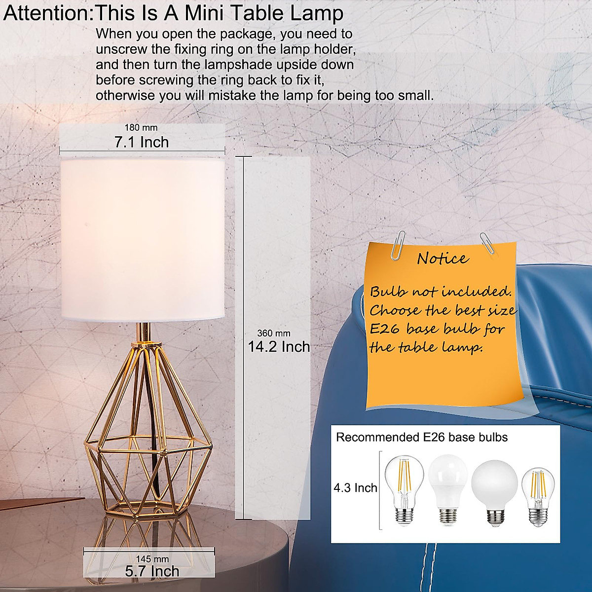 COTULIN Gold Modern Hollow Out Base Bedroom Small Table Lamp,Bedside Nightstand Lamp with Geometric Metal Base White Fabric Shade,Cute Desk Lamp for Kids Living Room