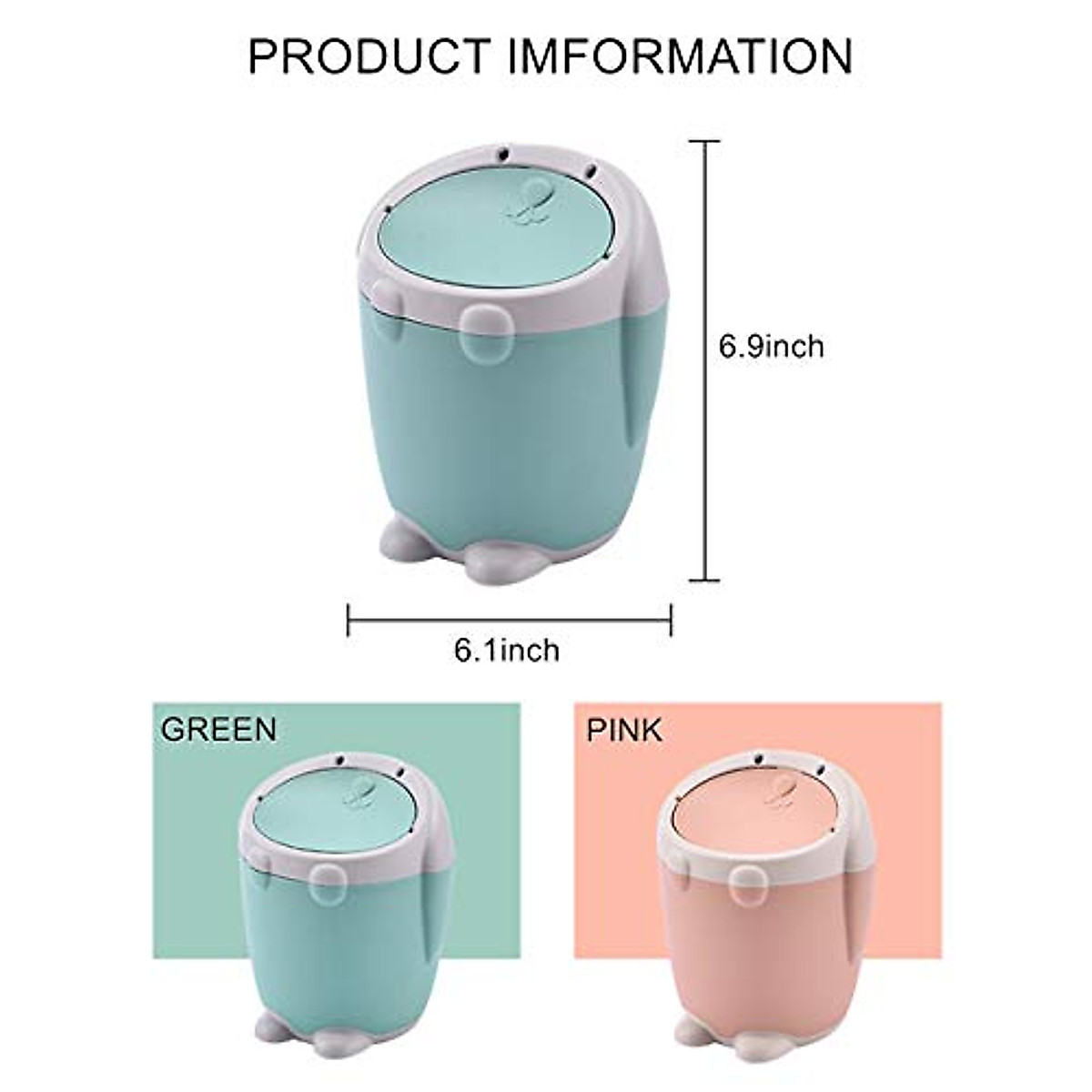 ESD HSDMYSH Mini Desktop Trash Can Mini Desk Garbage Can for Office Desktop Coffee Table Kitchen Bunny Cute Garbage Can Small Table Trash Can Shake Cover Bucket Small Paper Basket