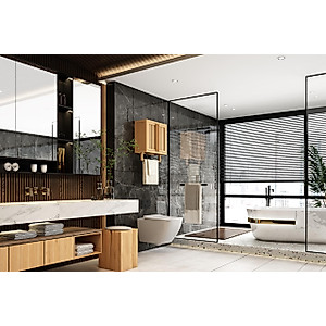 ALYIAMXL Bathroom Wall Cabinet with Towel Bar Bamboo Medicine Cabinet with Doors and Adjustable Shelf, Over The Toilet Storage Cabinet Organizer for Bathroom Living Room Kitchen