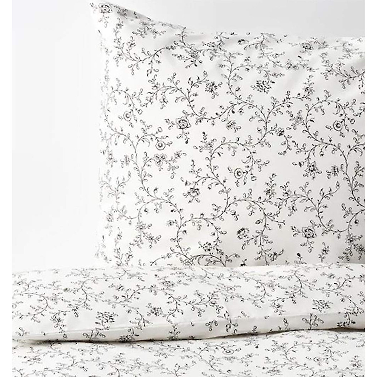 Ikea Kopparranka Duvet Cover and Pillowcase(s) White Dark Gray Full/Queen (Double/Queen) 204.496.59