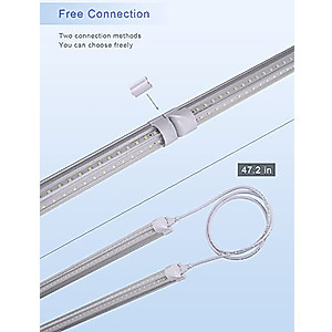 AQIQUUT Led Shop Light, Led Garage Light,8FT 72W T8 5000K 8500LM Linkable Clear Cover Integrated V-Shape,for Garage Warehouse Shopping Mall,10-Pack