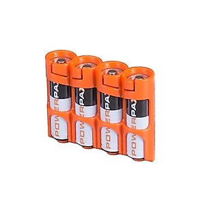 AA Battery Storage Caddy by Storacell, Orange, Holds 4 Batteries (Not included)