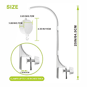 Baby Crib Mobile Arm with Music Box Spin Motor（24 inch ）, AICMEI Nursery Decor Hanger -DIY Toy Decoration Move Bracket，Double nut Adjustment and Fixing