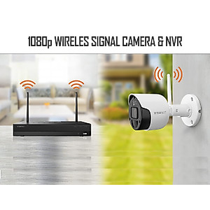 Wisenet SNK-B73047BW 4 Channel 1080p Wi-Fi NVR Surveillance System with 1TB HD, 4 Bullet Cameras 1080p Dual Antenna Indoor/Outdoor Cameras