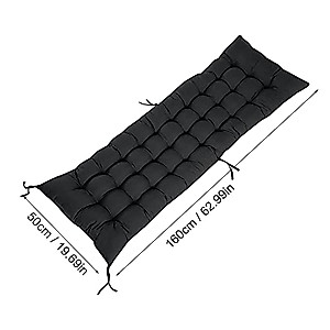 POPOO Bench Cushion Swing Cushion for Lounger Garden Furniture Patio Lounger Indoor/Outdoor, 62x19 inch Soft Cotton Recliner Chair Seat Cushion (Black)