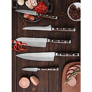 Geschickt Chef Knife, 8 inch Thin & Light Kitchen Knife, High Carbon Stainless Steel Blade, Pakkawood Handle, Full Tang Sharp Knife for All-Around Food Prep