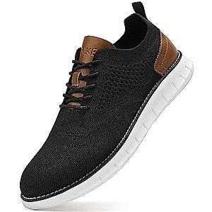 SVNKE Men's Casual Dress Oxfords Shoes Breathable Knit Leisure Fashion Sneakers Lightweight Comfortable Walking Shoes Black 11