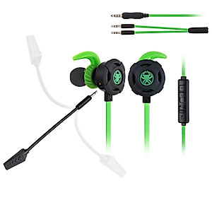 BlueFire Wired Gaming Earphone 3.5 MM E-Sport Earphone Noise Cancelling Stereo Bass Gaming Headphone with Adjustable Mic for PS4, Xbox One, Laptop, Cellphone, PC (Green)