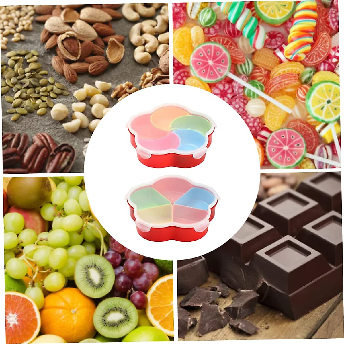 Snack Serving Tray Plastic 5 Compartment Appetizer Platter Sealed Food Server Dishes with Lid,Serving Platters Style2