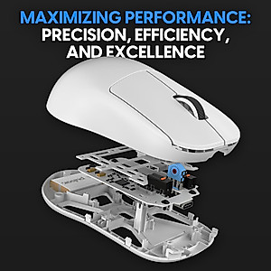 Pulsar Gaming Gears X2H Wireless Gaming Mouse, Ultra Lightweight 1.90 oz (54 g), Symmetrical, Optical Switch, 2.4 Ghz 1 ms, 26000 DPI, PAW3395 Sensor (Medium, Wireless, White)