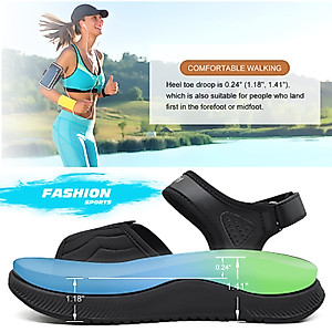 ONCAI Walking Sandals Women,Arch Support Hiking Sandals with Orthotic Outdoor Footbed for Plantar Fasciitis,Water Athletic Platform Sandalias Mujer with 3 Adjustable Strap Black Size 8