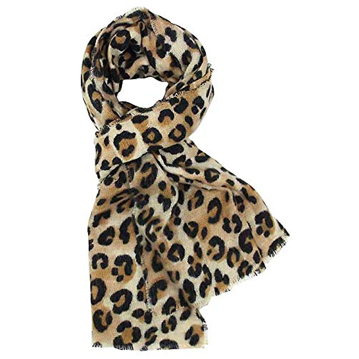 GERINLY Cashmere Leopard Blanket Scarf for Women Animal Print Pashmina Scarves and Wraps Soft Warm Shawl for Travel (Light Brown)