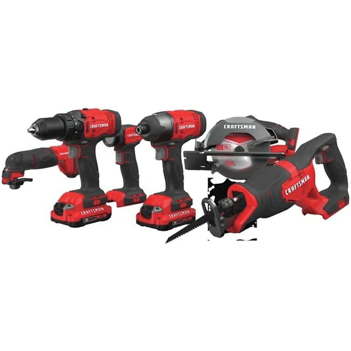 Craftsman CMCK600D2 V20 Brushed Lithium-Ion Cordless 6-Tool Combo Kit with 2 Batteries (2 Ah)