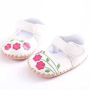 Meckior Infant Baby Girls Boys Handmade Princess Flats Toddler First Walkers Soft PU Leather Non-Slip Crib Wedding Dress Shoes