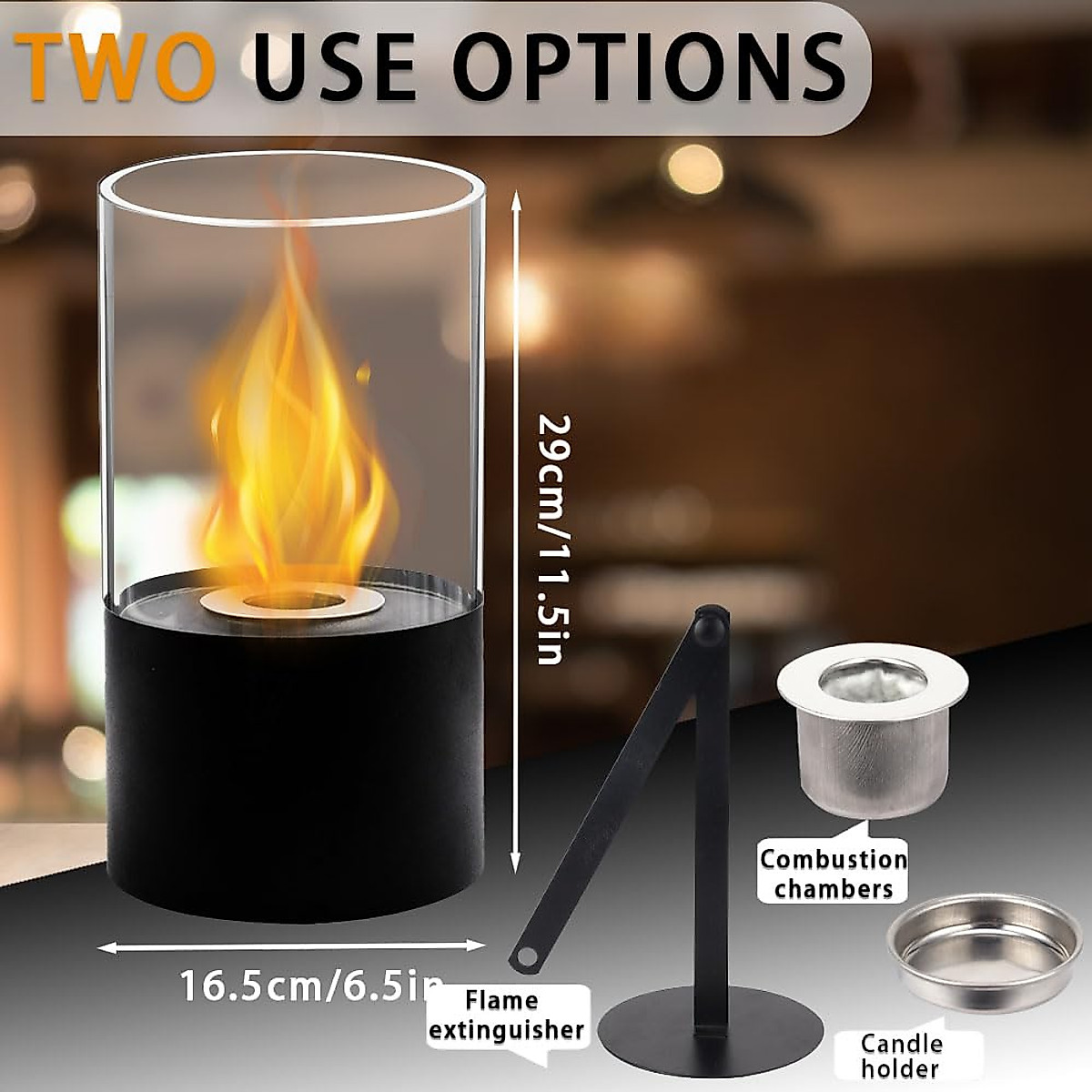 Tabletop Fire Bowl Pot|Indoor/Outdoor Portable Tabletop Fireplace–Clean-Burning Bio Ethanol Ventless Fireplace