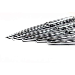 JASON YUEN Stainless Steel Metal Ballpoint Pens Metal Bright chrome Pen, 1.0mm Fine Point with Black and Blue ink - Good gift idea for men and women (Ballpoint pen, Chrome)