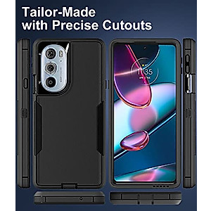 Dahkoiz for Motorola Edge Plus(2022) Case, Moto Edge Plus 5G UW 2022 Case with Dust-Proof Cap, Full Body Protection Silicone Rubber Cover Phone Case for Motorola Edge Plus(2022), Black