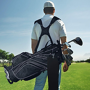 Tangkula Golf Stand Bag with 6 Way Top Dividers, Lightweight Golf Bag with Adjustable Dual Strap & 8 Pockets, Waterproof Rain Hood, Portable for Men Women