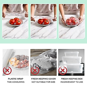 Plastic Bowl Covers Reusable, Food Cover for Outside Pack of 200, Fresh Keeping Bags, Plastic Wrap Stretch with Elastic for Outdoor Picnic, Kitchen