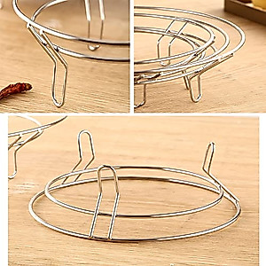 UtySty 2 Pack Wok Pan Holder Hot Stir-Fry Pans Wire Rack Steamer Dish Base Serving Stand Round Bottom Pot Trivet Bracket Stainless Steel Heat Resistant for Kitchen Table Countertops Cooling