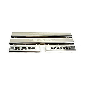 Genuine Dodge RAM Accessories 82212428AB Stainless Steel Door Sill Guard with RAM's Head Logo