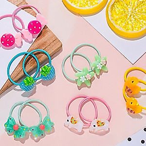 80 Pieces (40 Pairs) Girls Cartoon Elastic Hair Ties Head Hair Tie Bands Ropes Girls Ponytail Holders