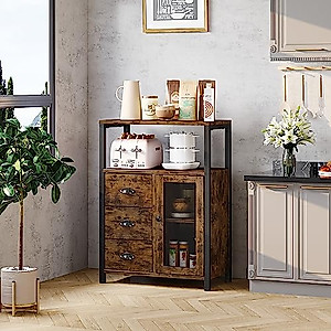 Homeiju Storage Cabinet, Bathroom Storage Cabinet Organizer with 3 Removable Drawers and 1 Door, Industrial Floor Storage Cabinet for Kitchen, Living Room, Bathroom, Home Office