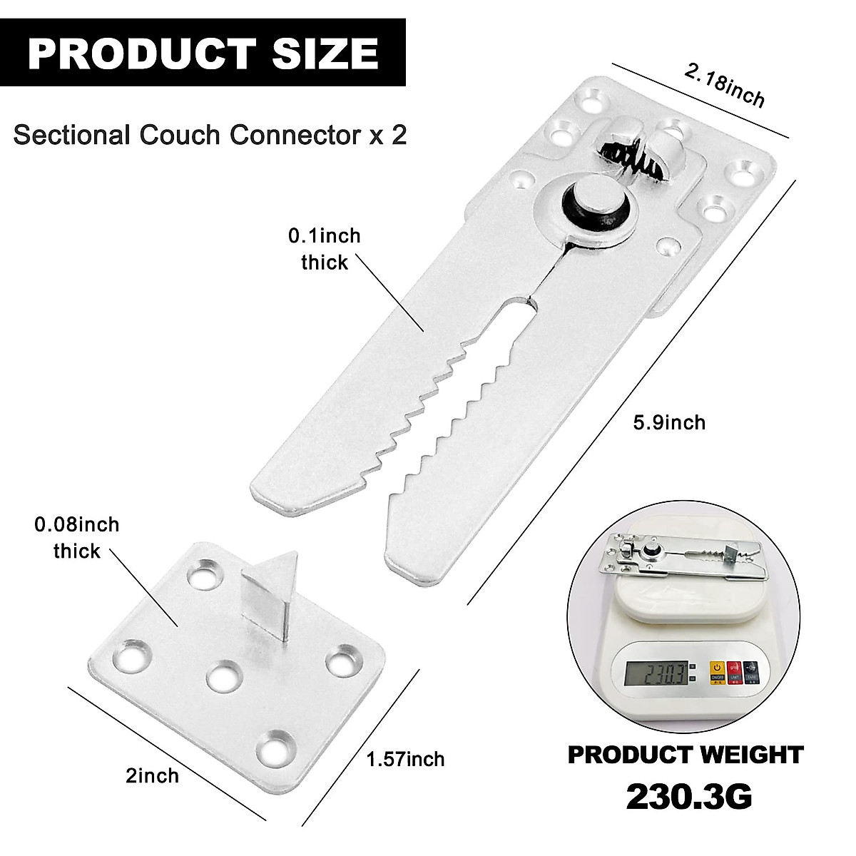 JLXMAXLJ 2 Pack Sectional Couch Connectors Metal Couch Clips Sofa Connector Interlocking Furniture Connector with 24 Screws