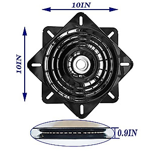 10Inch Bar Stool Swivel Plate Heavy Duty, Chair Swivel Base with Solid Ring of Ball Bearings, 600lbs Capacity Replacement Swivel Seat Parts Lazy Susan Hardware for Barstools Recliner Chair Boat