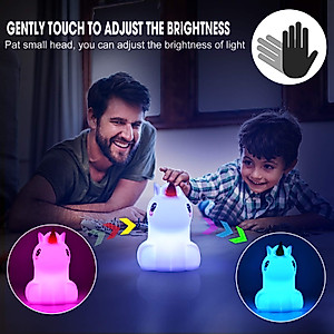 Yuede Night Lights for Kids Room, LED USB Rechargeable Silicone Night Lights with Touch Sensor and Remote Control -9 Color Changing Glow Soft Gifts for Baby (Cute Animal)